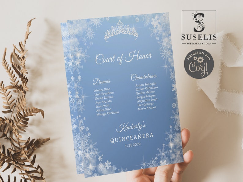 EDITABLE Bi-fold Quinceanera Program Winter Wonderland - Etsy
