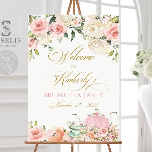 Editable Welcome to Tea Party Bridal Shower Sign Signage - Etsy