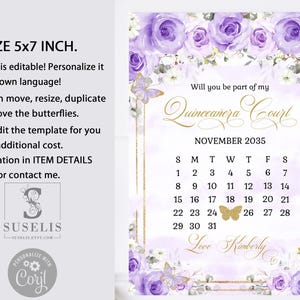 EDITABLE TEMPLATE Quinceanera Court Proposal, Lilac Flowers, Mis Quince ...
