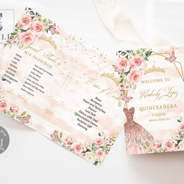 Quinceanera Program Template - Etsy