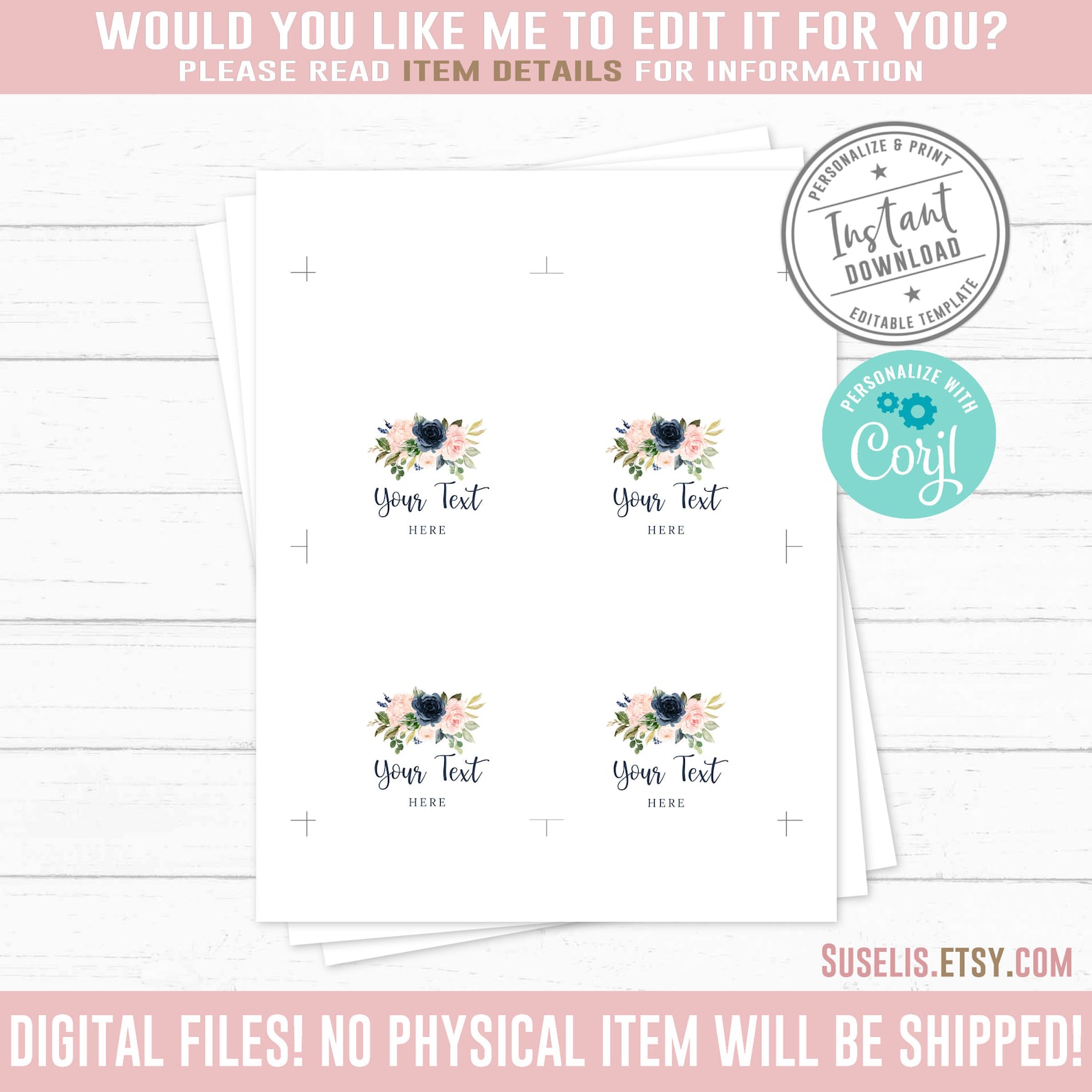 Editable Food Tent Cards Buffet Labels Corjl Template Blush - Etsy