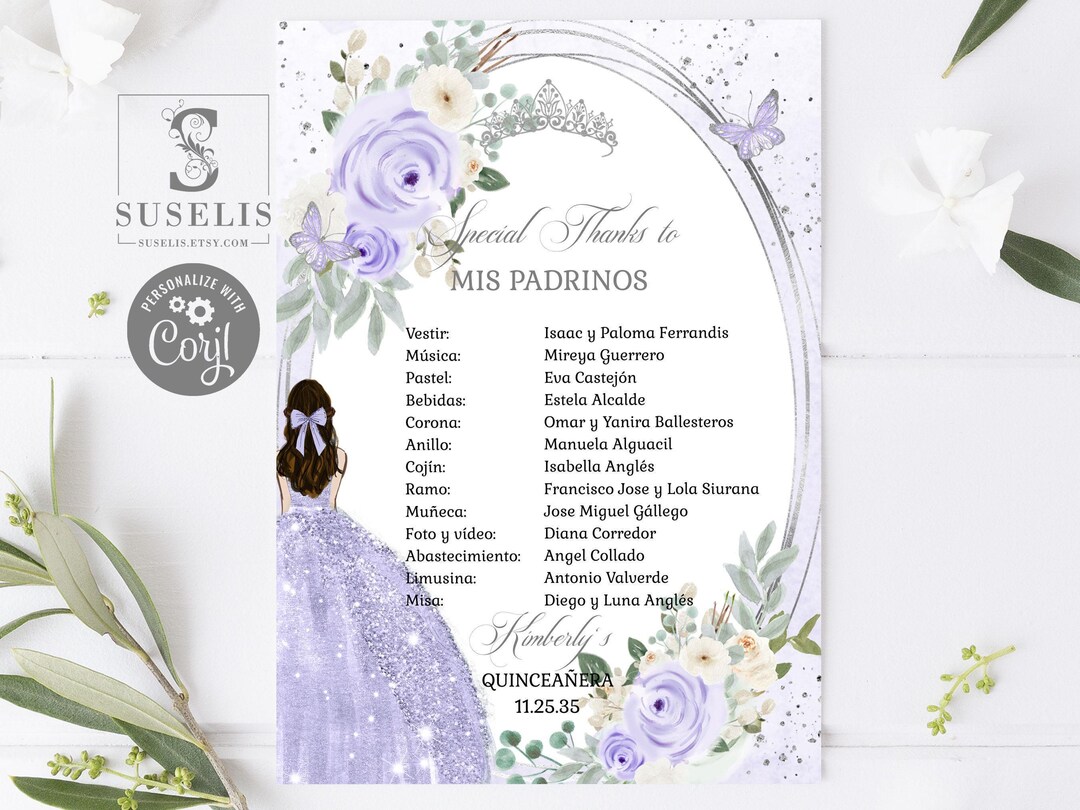 EDITABLE TEMPLATE Lista De Padrinos, Special Thanks, List of Godparents ...