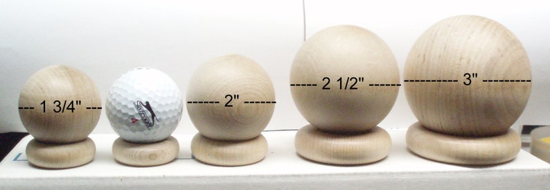 1 3/4" (1.75") Round Wood Ball Finial for 1" or 1 1/8" Curtain Rod Ends ...