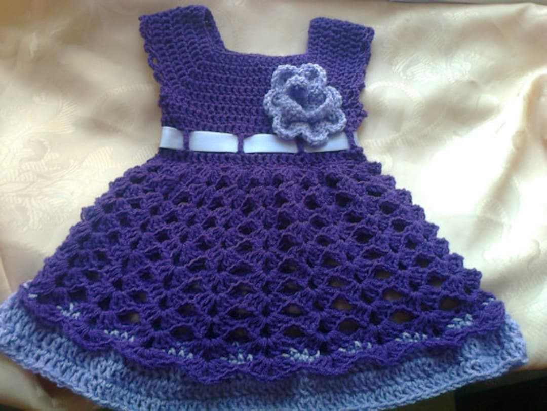 Purple Baby Dress Newborn First Outfit Take Me Home Dress Crochet Baby ...