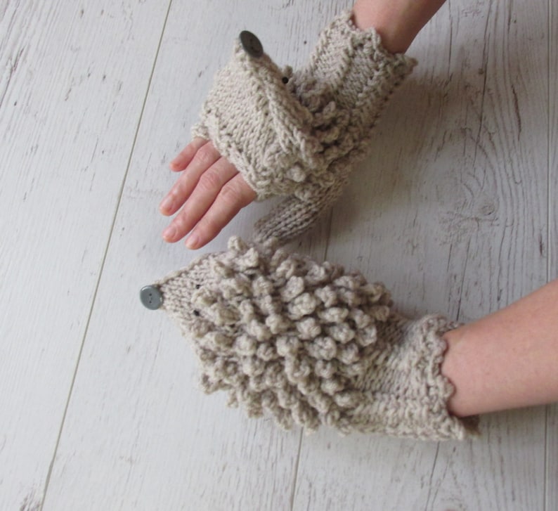 Knit Hedgehog Mittens Brown Hedgehog Gloves Half Fingered | Etsy