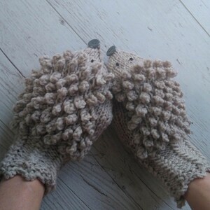 Hedgehog Mittens Knit Mittens Brown Mittens for Sisters for Best ...