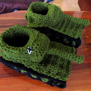 Tiger 1 Slipper Crochet Pattern, Diy Crochet Tank Slippers, Panzer Tank ...