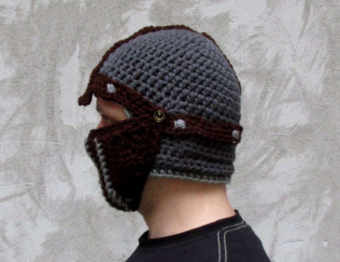 Winter Hat Crochet Knight Hat Crochet Helmet Knit Helmet - Etsy