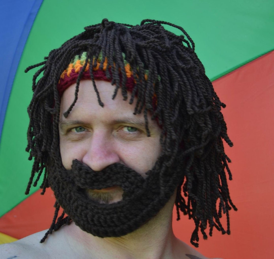 Rasta Beard Hat: Crochet Bearded Beanie, Funny Winter Hat - Etsy