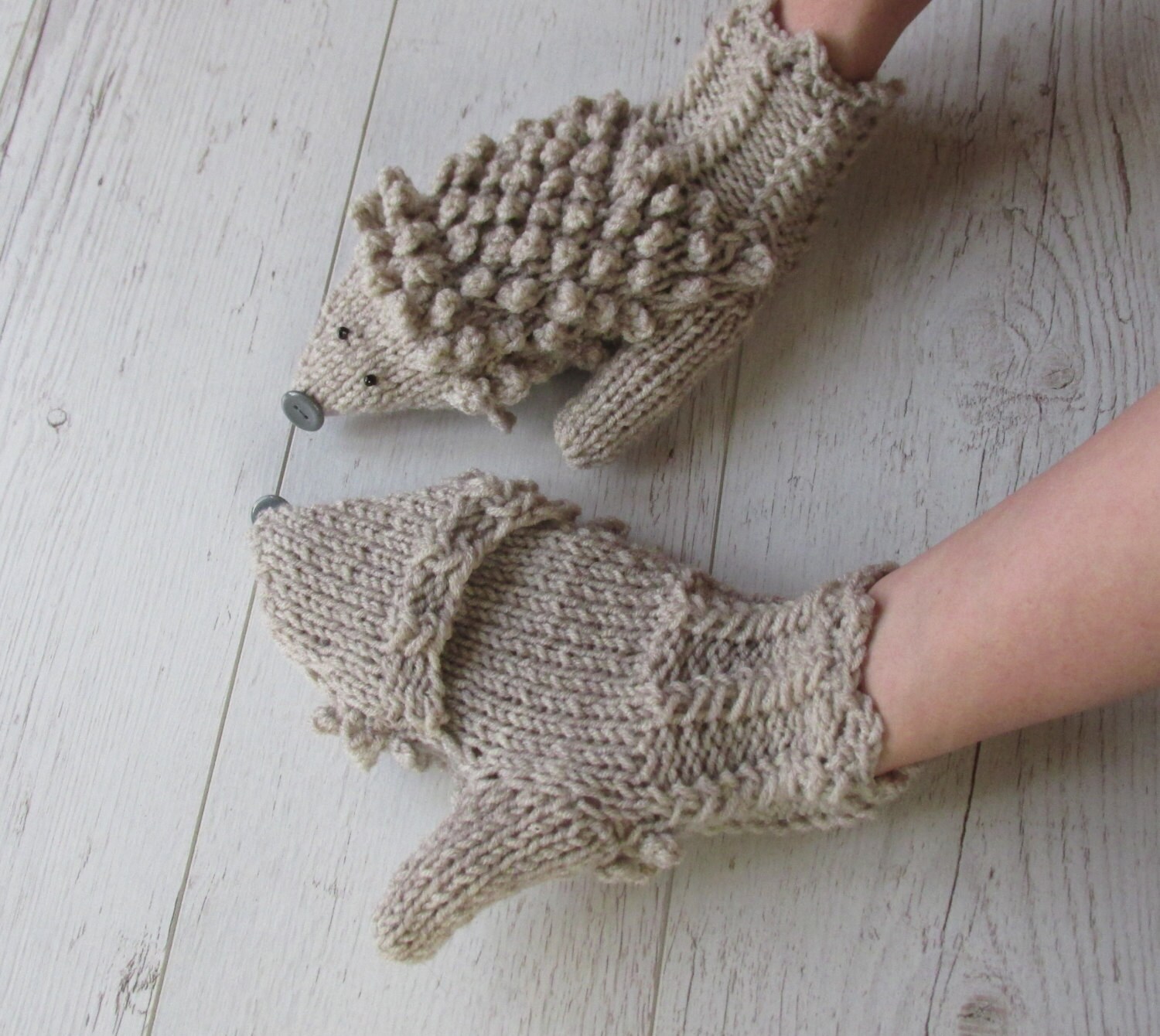 Knit Hedgehog Mittens Brown Hedgehog Gloves Half Fingered | Etsy