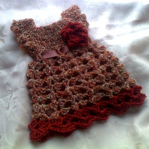 Fall Baby Dress , Crochet Autumn Baby Outfit in Brown and Brick Color ...