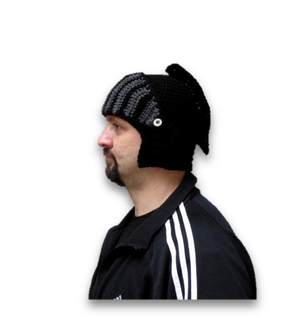 Black Crochet Helmet Knight Beanie Handmade Knight Hat Knit | Etsy