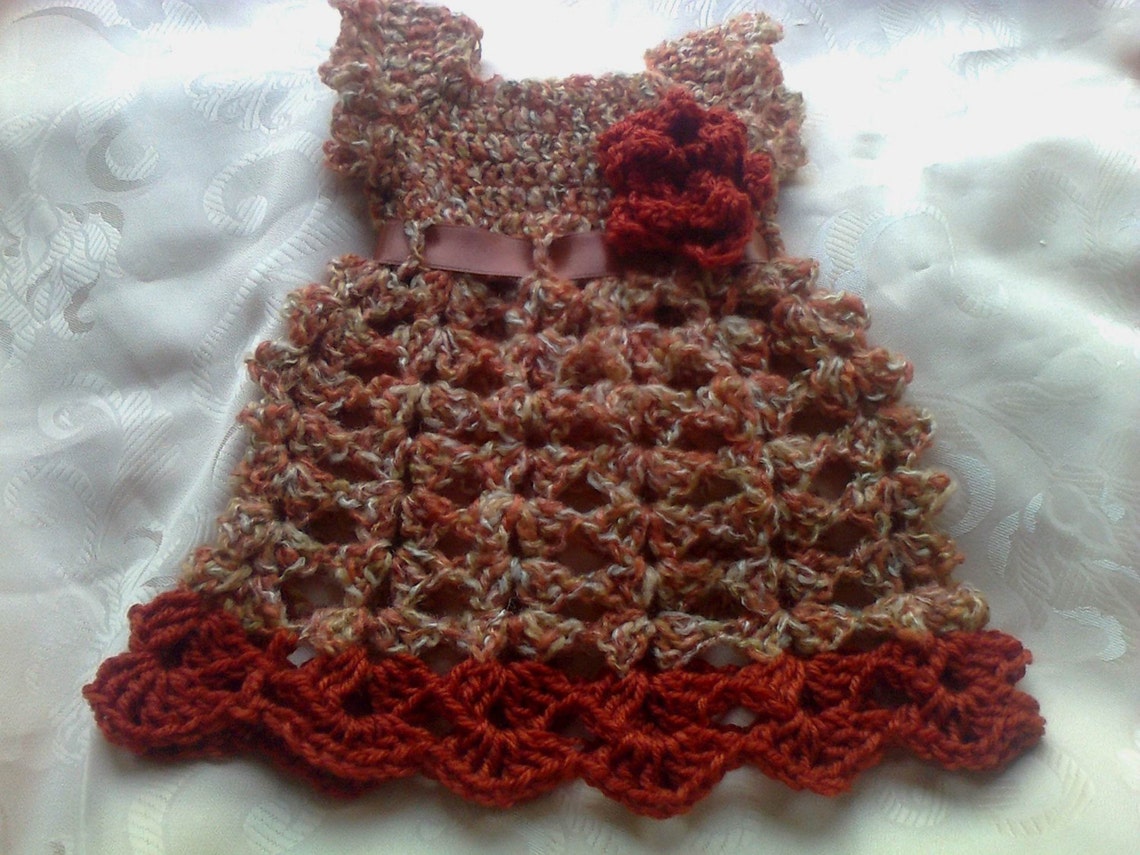Fall Baby Dress crochet autumn baby outfit in brown and | Etsy