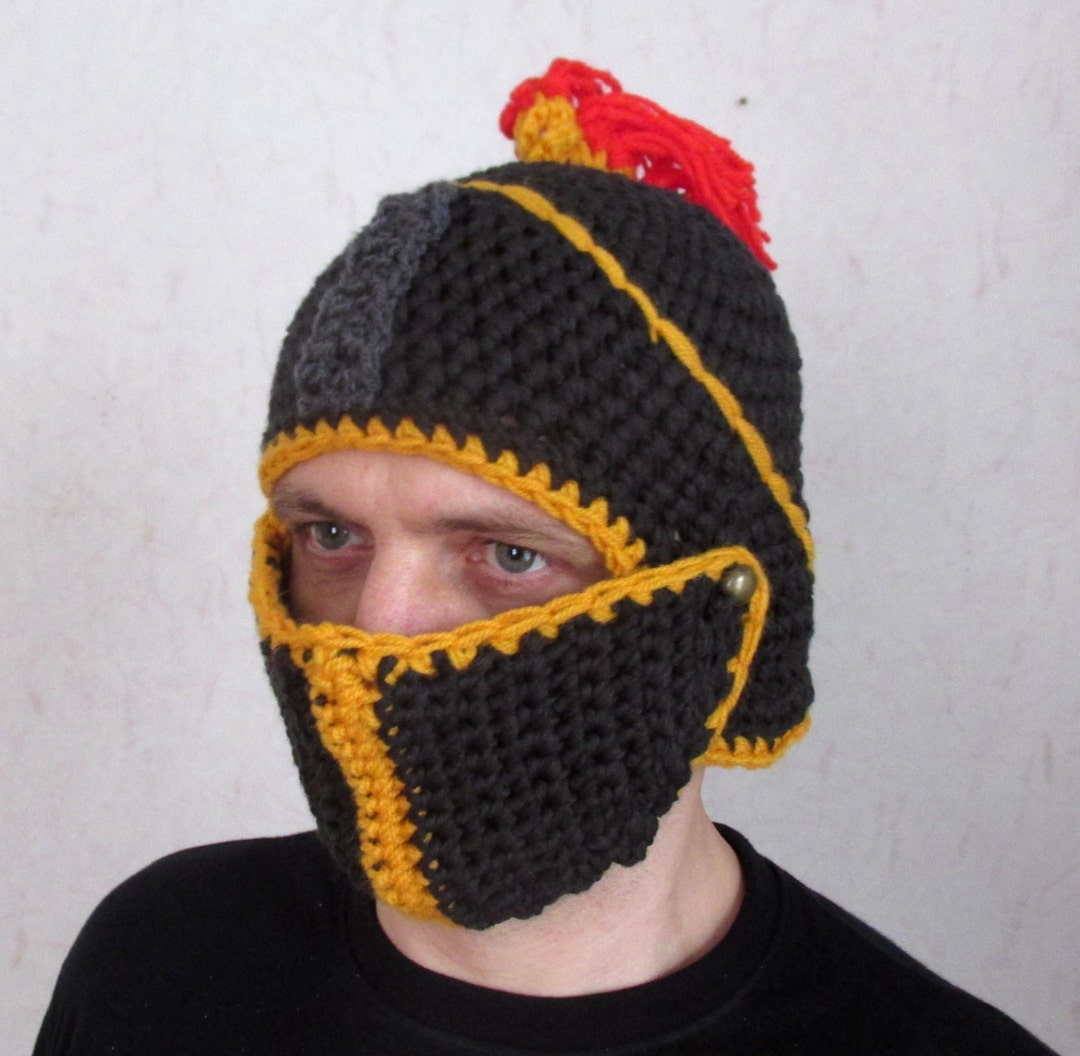 Crochet Knight Helmet Hat: Handmade Winter Snowboard Hat - Etsy