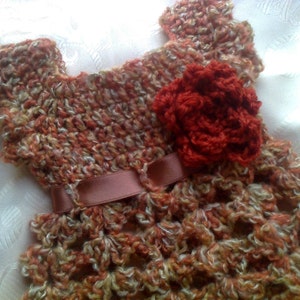 Fall Baby Dress , Crochet Autumn Baby Outfit in Brown and Brick Color ...