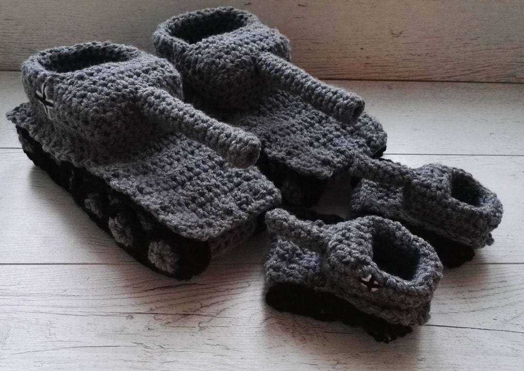 Father Son Tank Slippers , Crochet Tank Slippers,, Dad Son ,daddy Baby ...