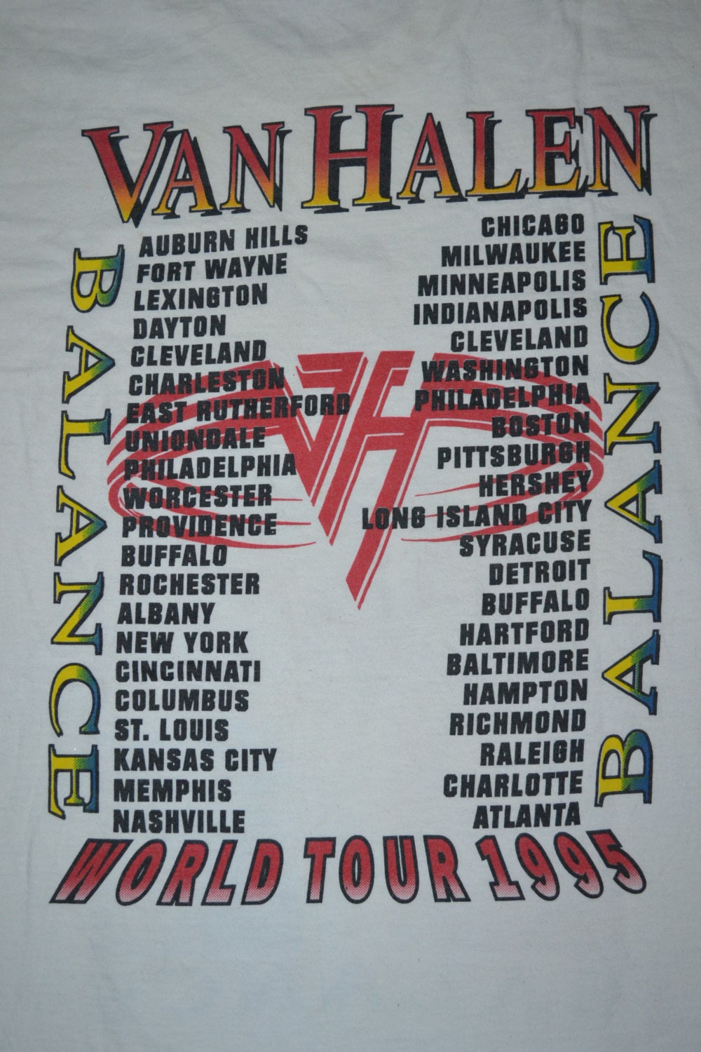 Vintage 1995 VAN HALEN Balance World Tour Concert Promo Rare 80s T ...