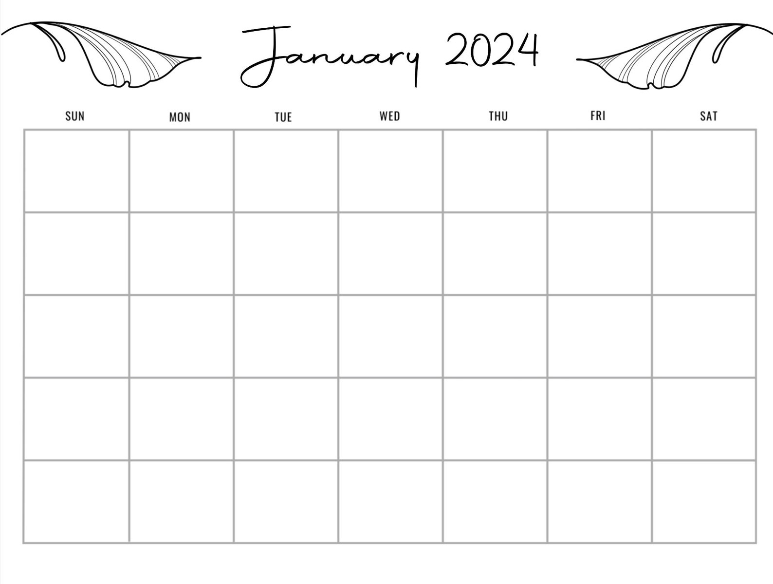 2024 Blank Monthly Calendar - Etsy