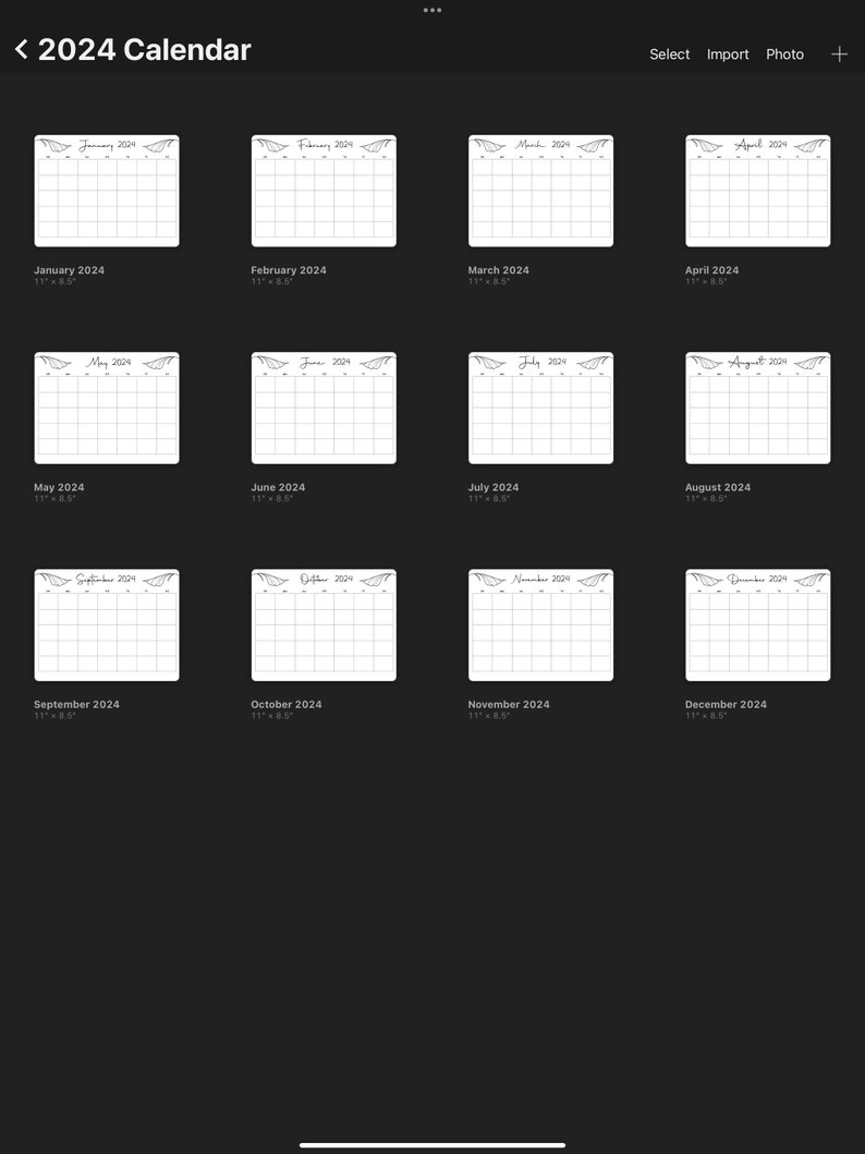 2024 Blank Monthly Calendar - Etsy