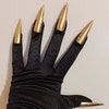 Long Graphite Gloves Opera Length With Silver Long Stiletto Nails ...
