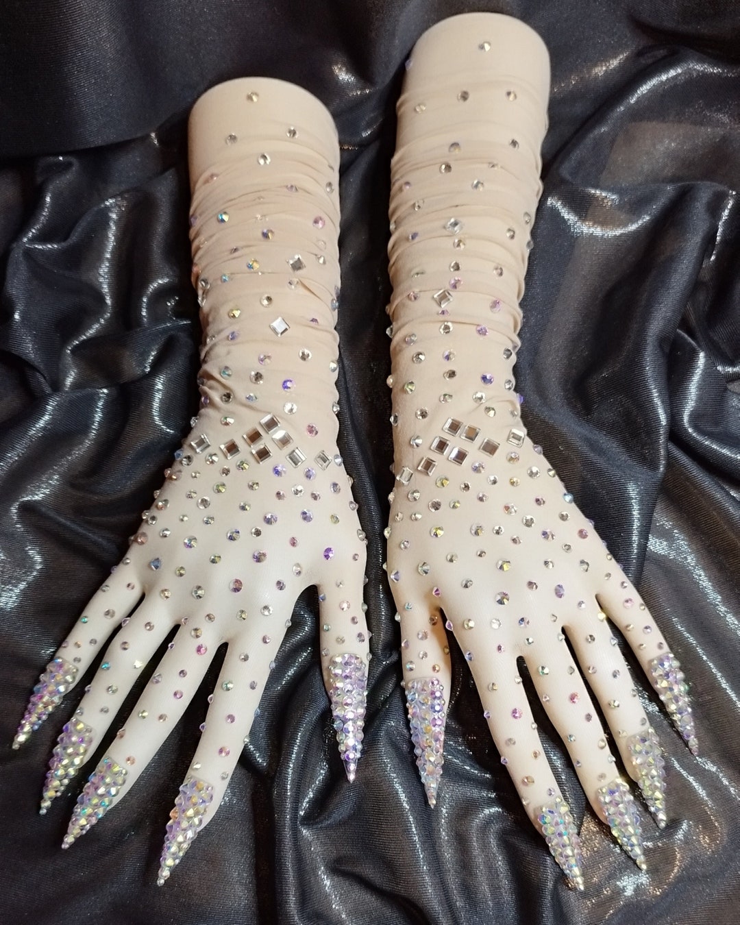 Sheer Opera Length Gloves and Beautiful Stone Claws Stretch Tights Drag ...