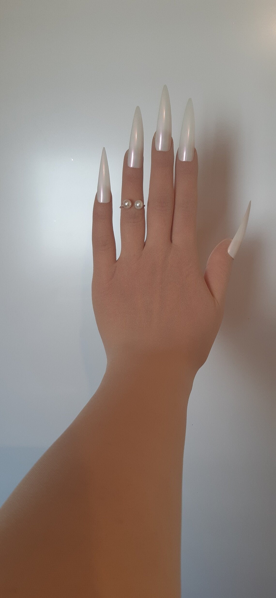 Translucent Over the Elbow Gloves With White Nails for Performance ...