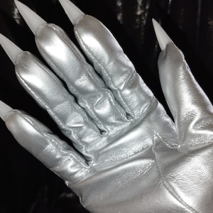 NEW Leather Silver Gloves With Long Silver Claws, Leather Gold Gloves ...