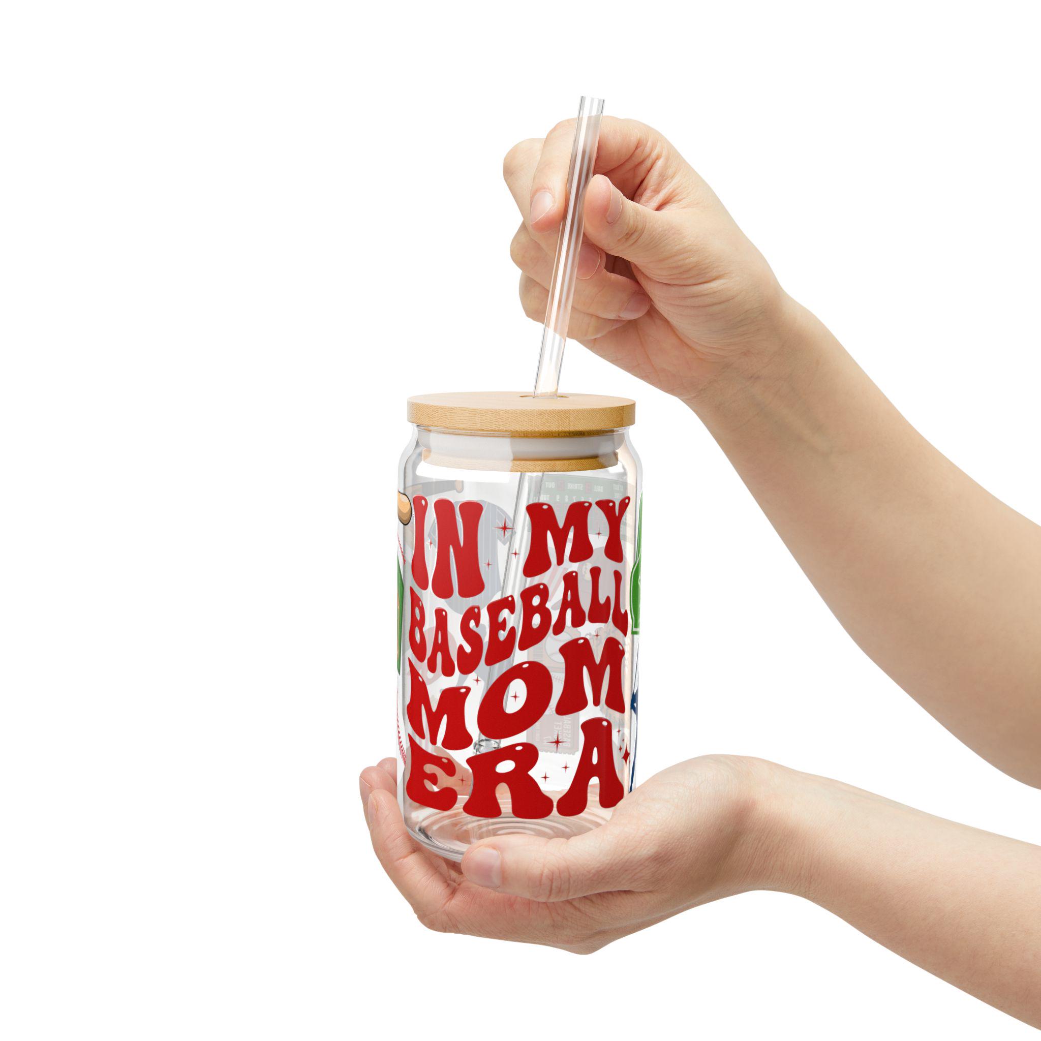 Baseball Mom Era, Sports Mom, Cheer Section, 16oz Sipper Glass Coffee ...