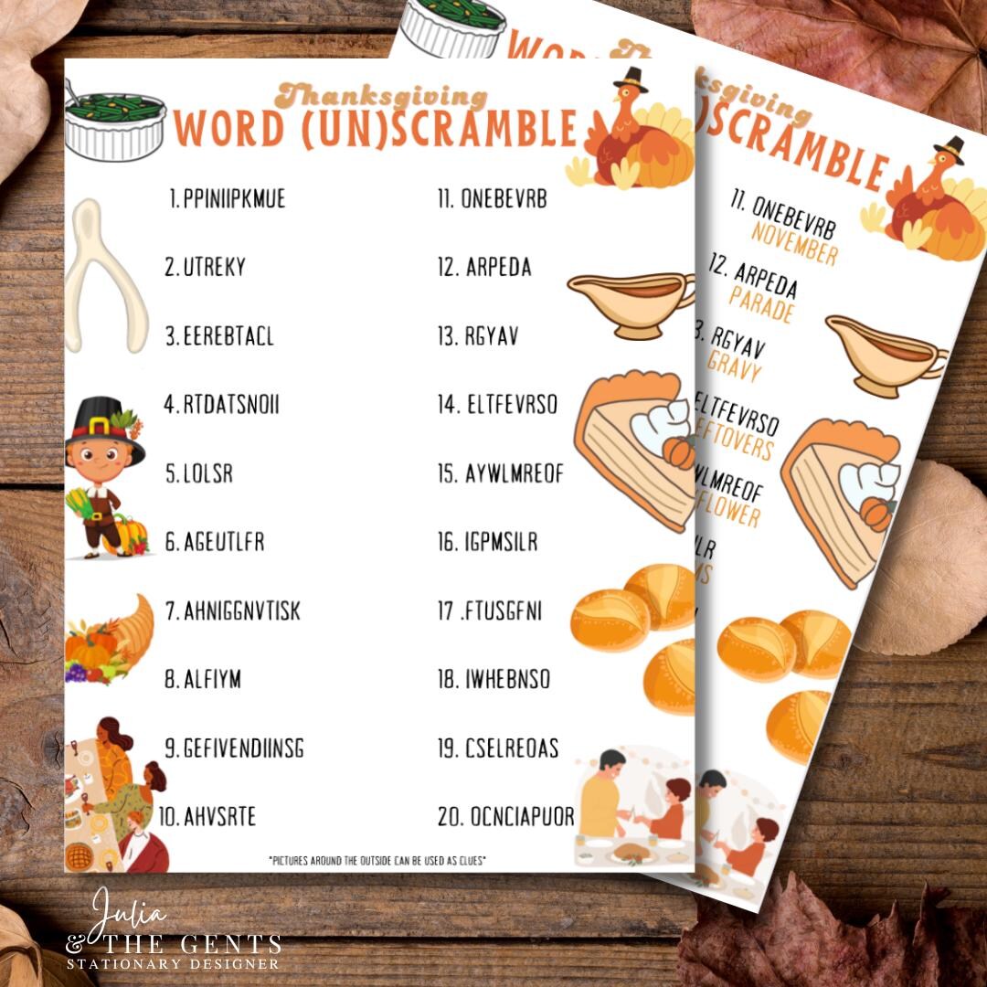 Instant Download Printable - Thanksgiving Game, Friendsgiving ...