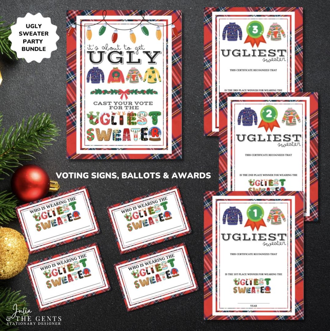 Instant Download Printable - Ugly Sweater Sign, Ballot, Awards ...
