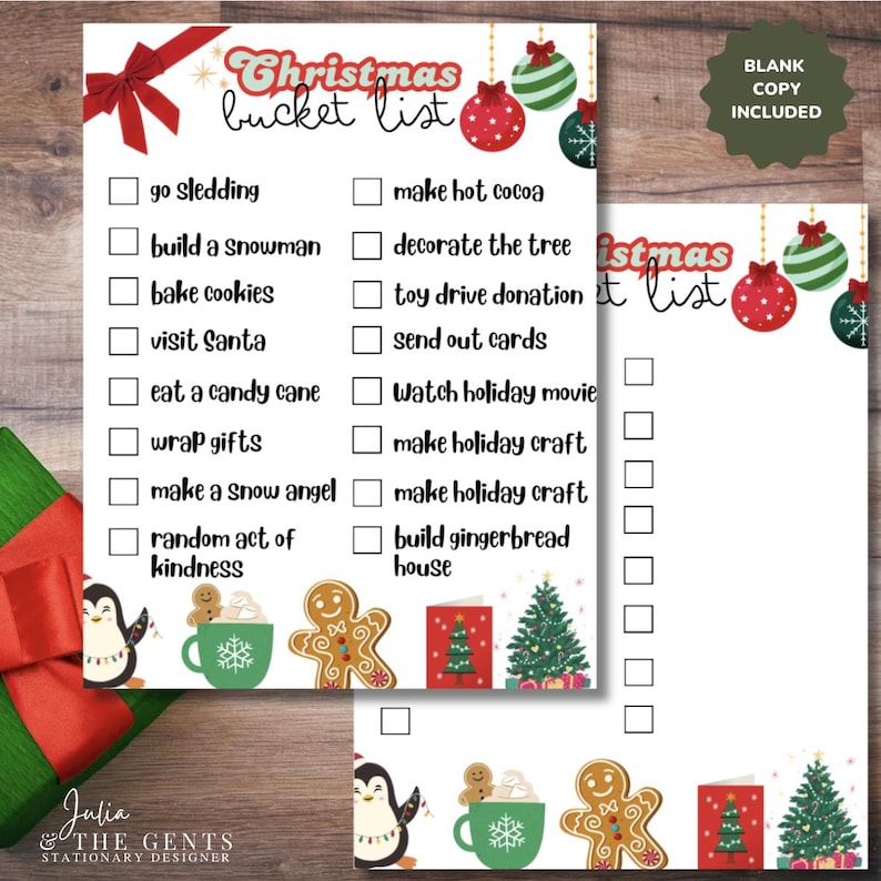 Instant Download Printable - Christmas Bucket List, Holiday Bucket List ...