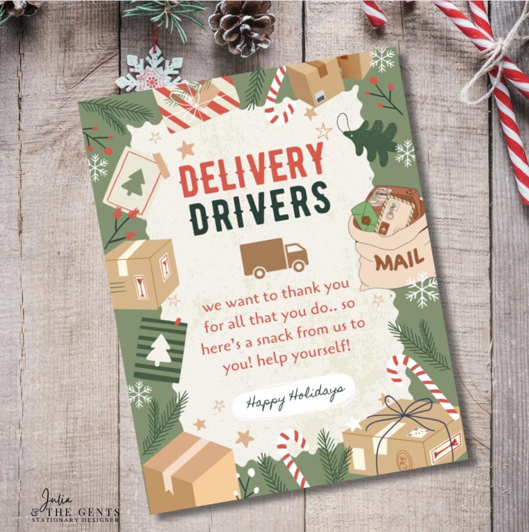 Instant Download Printable Snacks of Delivery Drivers, Holiday Kindness ...