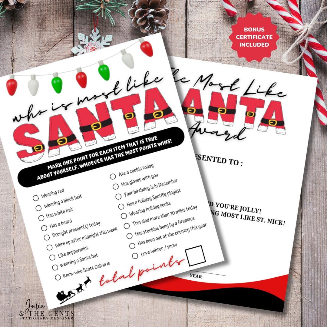 Instant Download Printable - Christmas Game, Family Dinner, Family Game ...