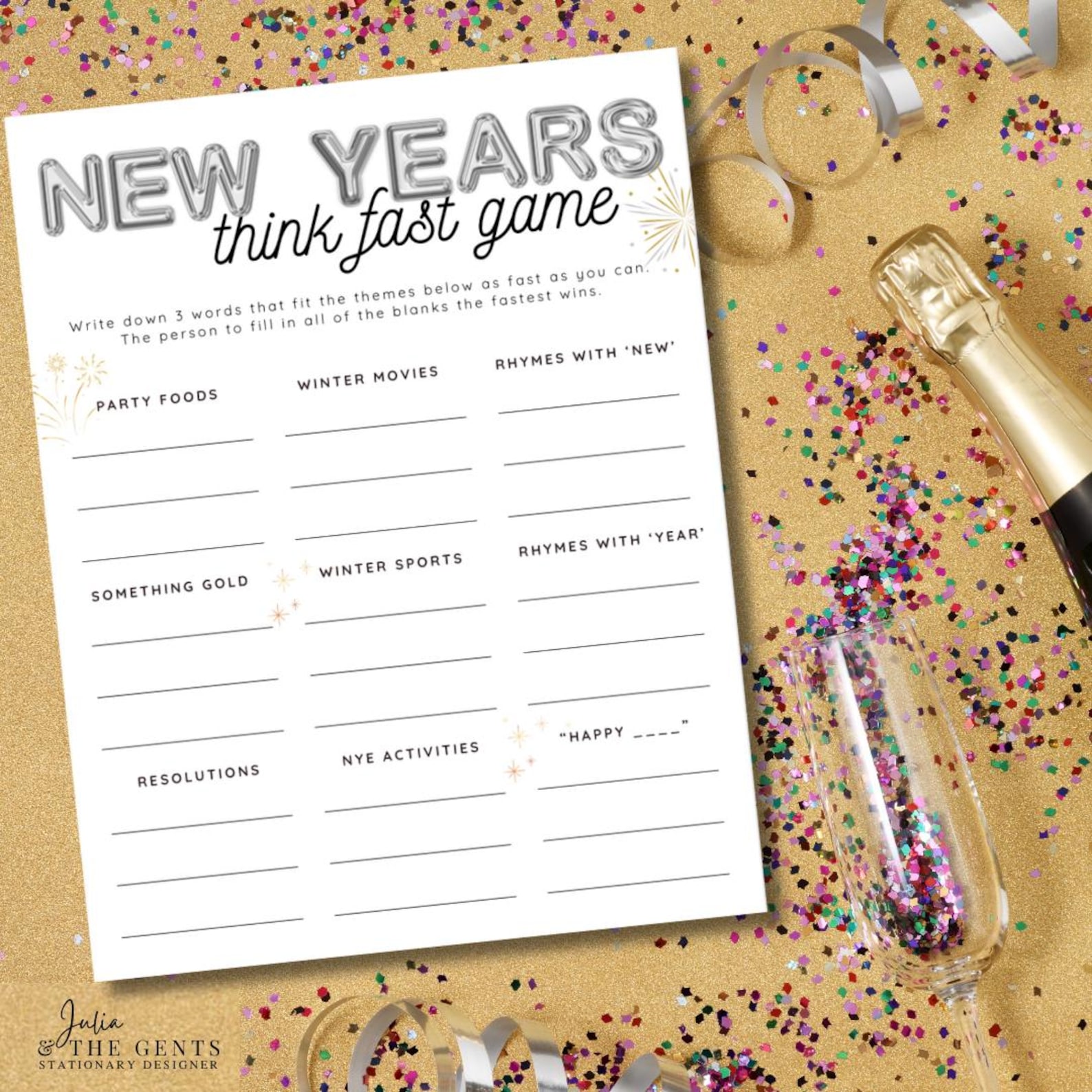Instant Download Printable - New Years Eve Game, NYE Party Game, NYE ...