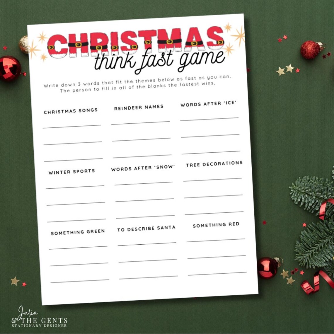 Instant Download Printable - Christmas Game, Christmas Party Game ...