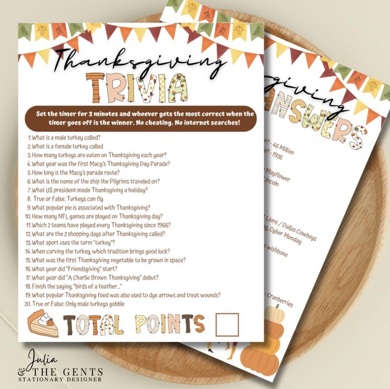 Instant Download Printable - Thanksgiving Game, Friendsgiving Game ...