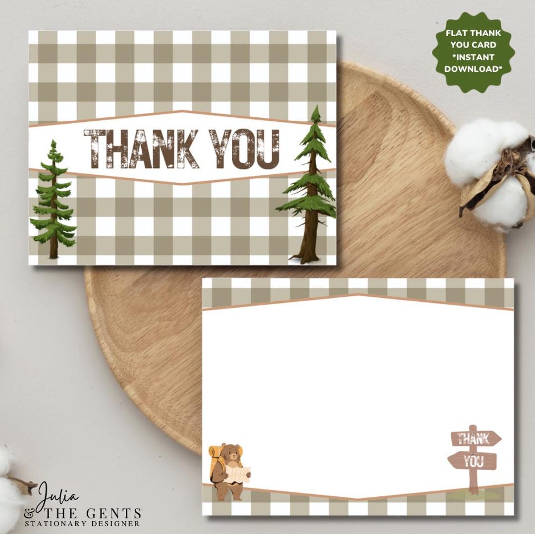 Instant Digital Download - Camping Adventure, Thank You Cards, Flat 4x5 ...