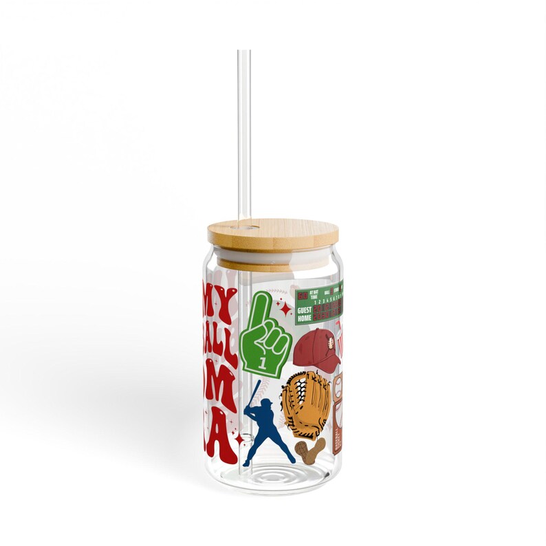 Baseball Mom Era, Sports Mom, Cheer Section, 16oz Sipper Glass Coffee ...