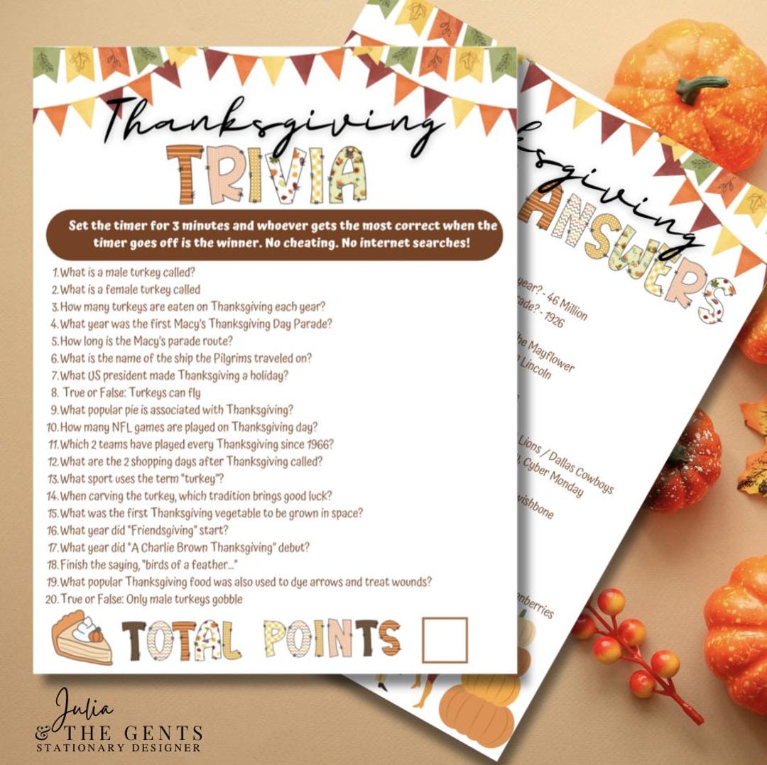 Instant Download Printable - Thanksgiving Game, Friendsgiving Game ...