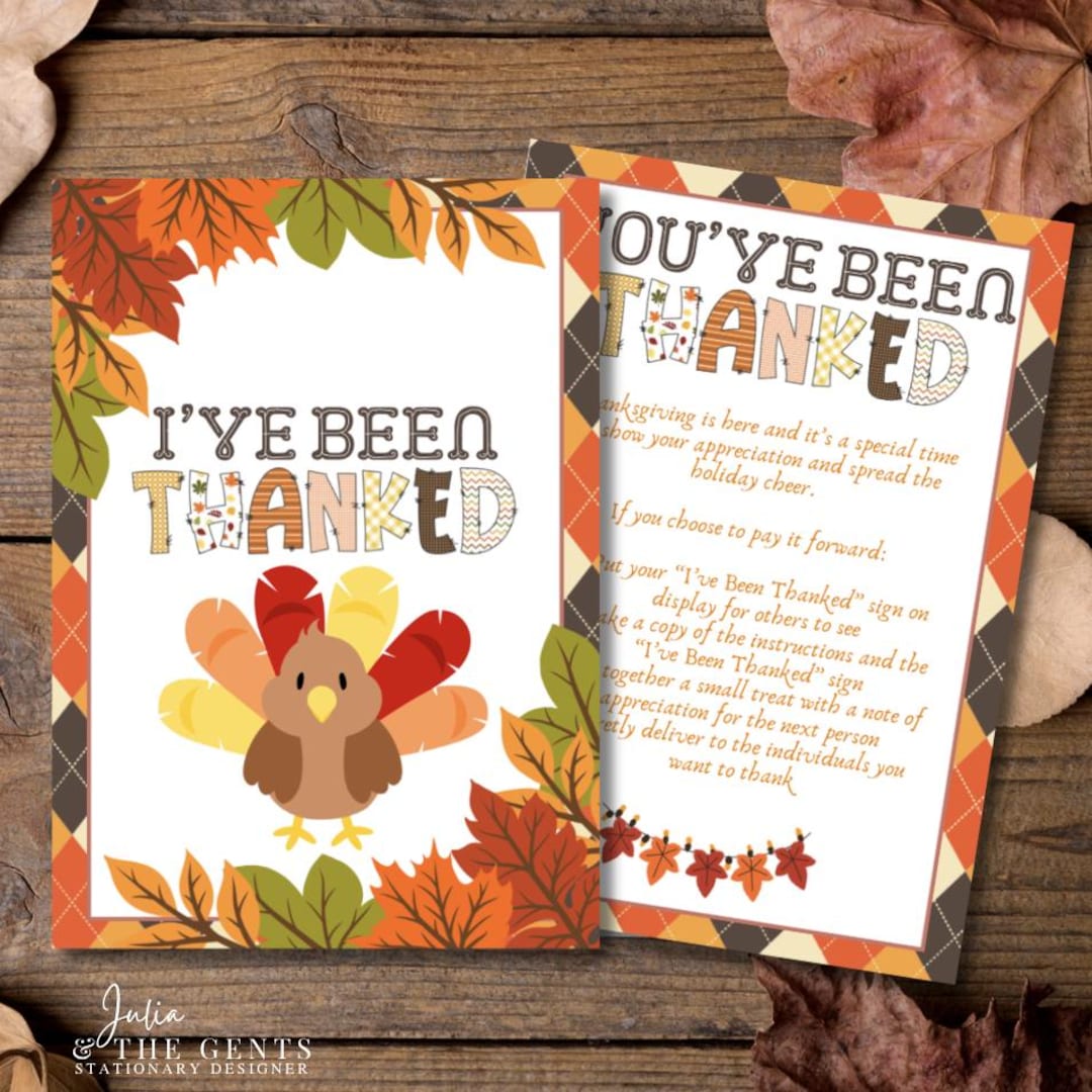 Instant Download Printable - Thanksgiving Fall You've Been Thanked ...
