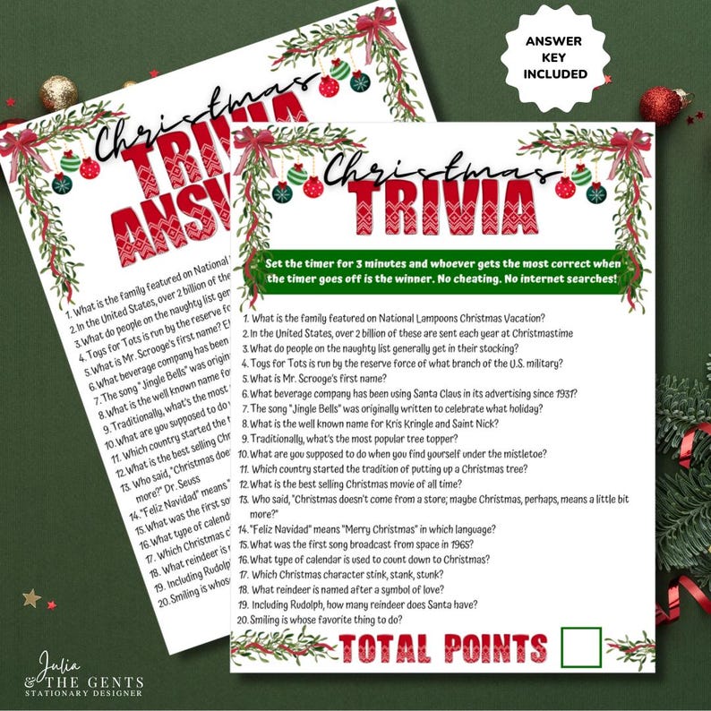 Instant Download Printable - Christmas Game, Christmas Party Game ...