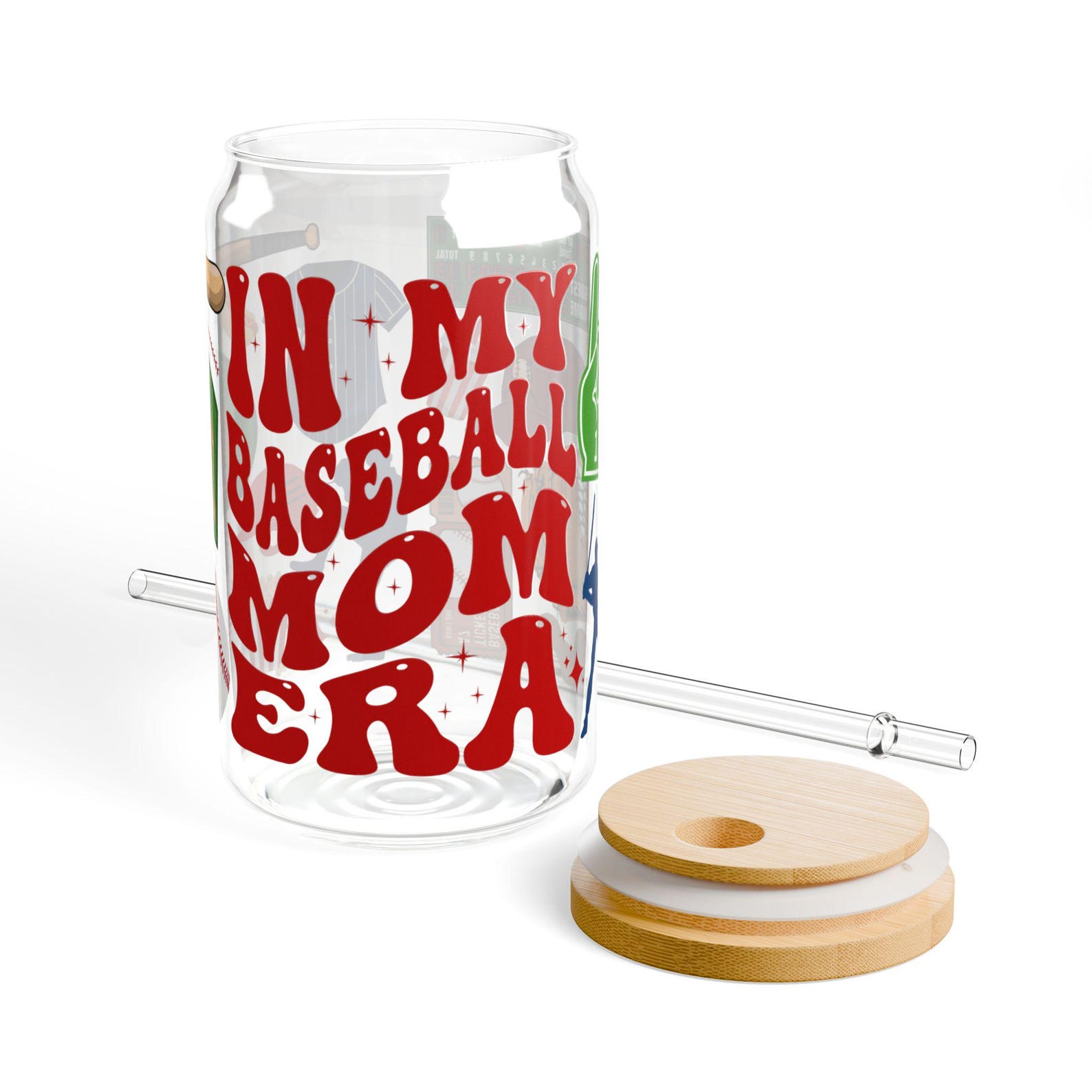 Baseball Mom Era, Sports Mom, Cheer Section, 16oz Sipper Glass Coffee ...