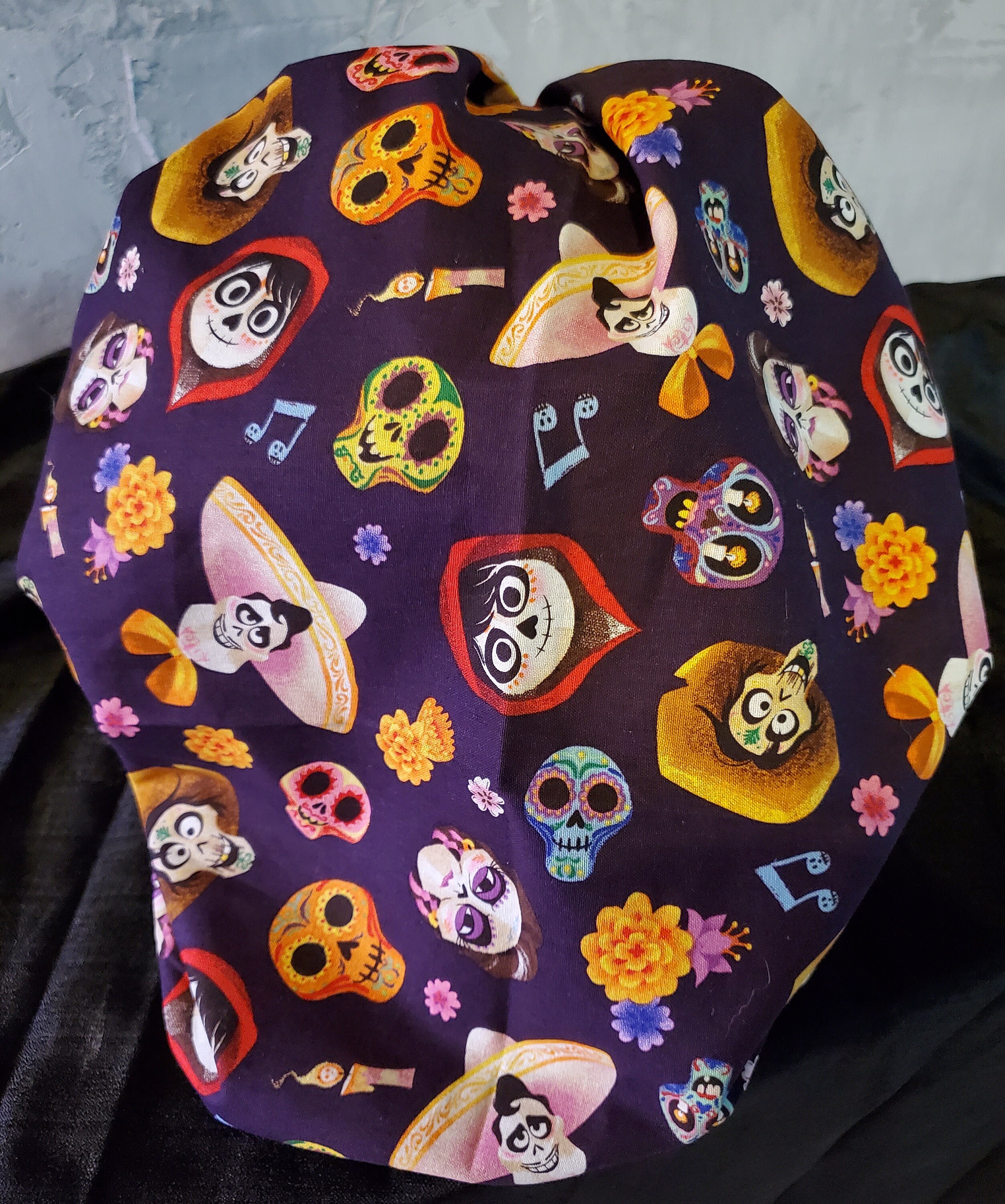 Coco/day of the Dead Surgical Scrub Cap Bouffant Style With White Ribbons - Etsy