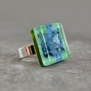 Green and Blue Glass Ring, Unique Gift Under 50, for Women - Etsy