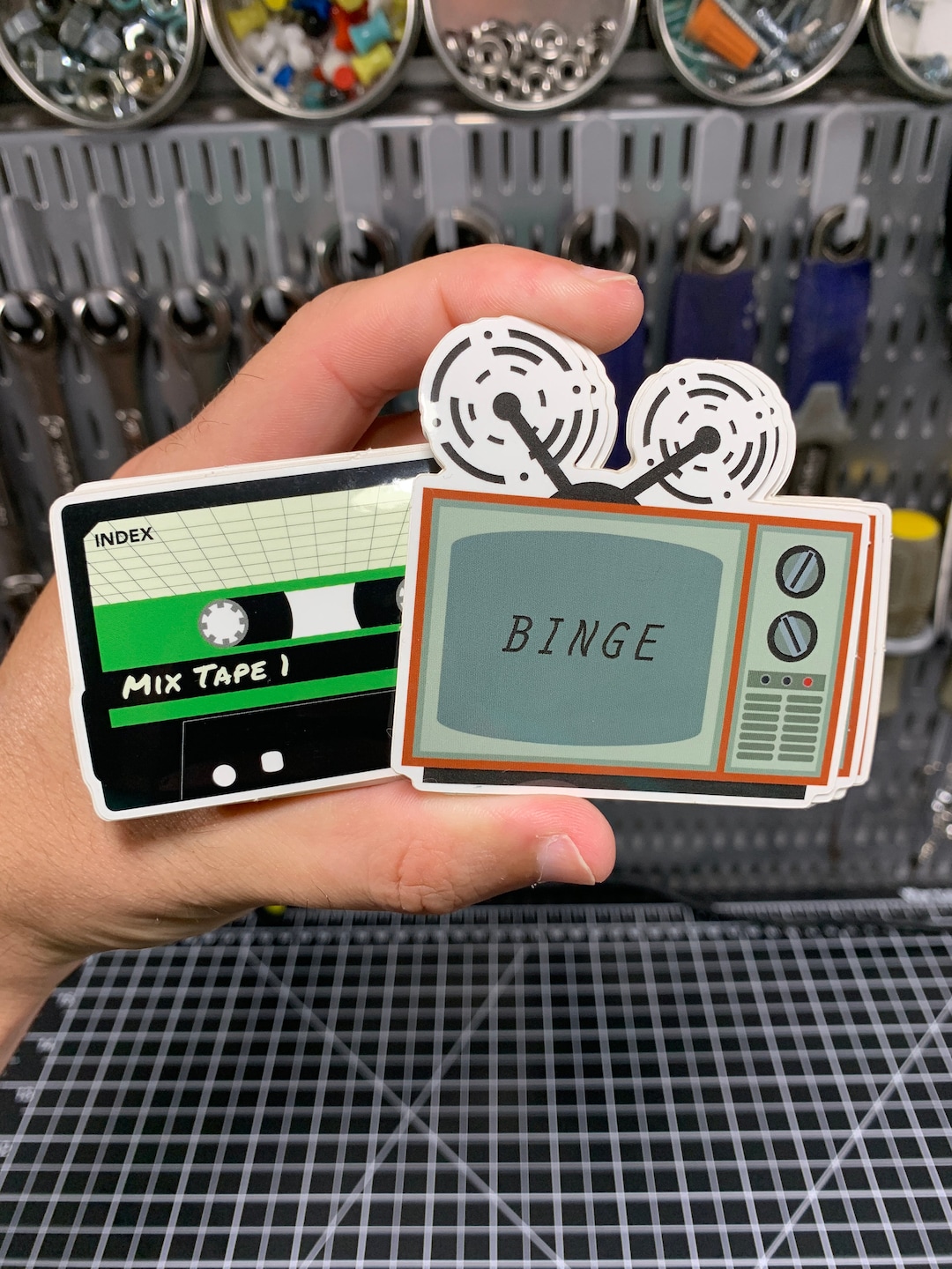 Binge and Mix Tape Sticker Set - Vintage Robot, Vector Art, Decal ...