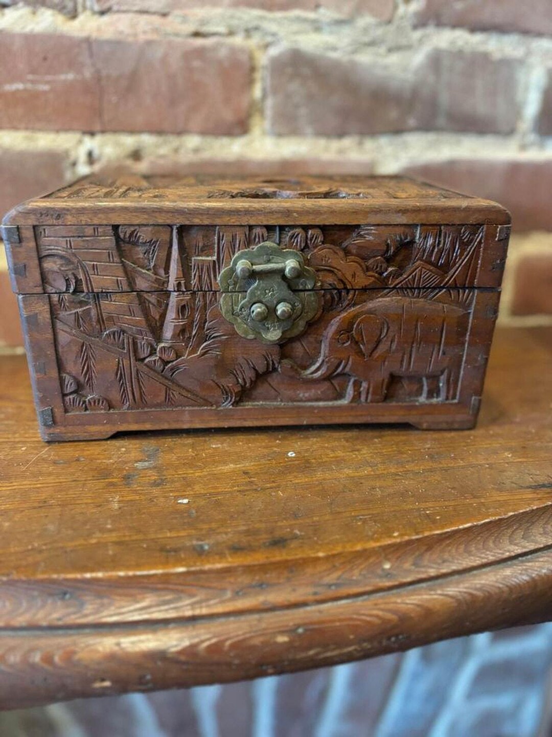 Vintage Hand Carved Wooden Trinket Box - Etsy