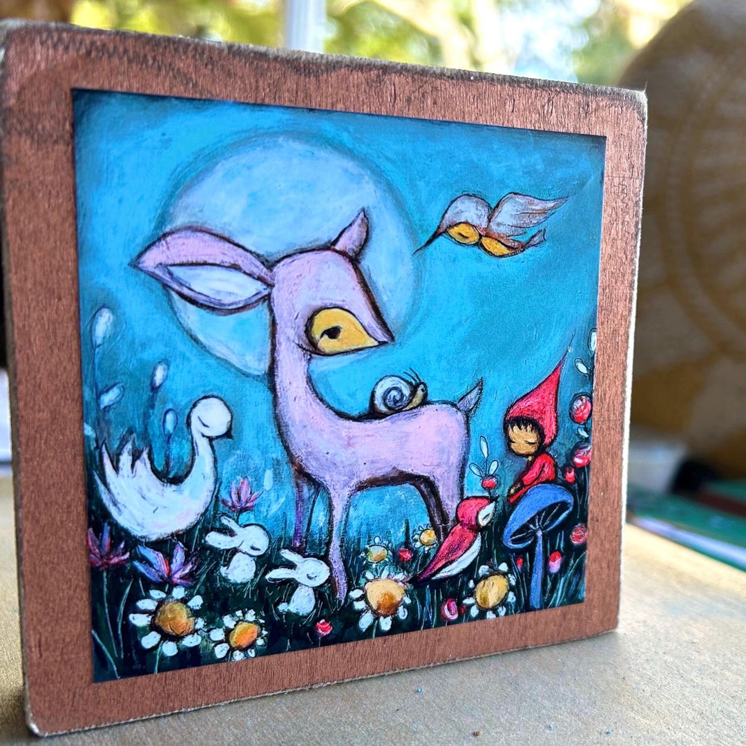 Tiny Art- Tiny Friends. Print on Wood | Deona Fish | Contemporary Folk ...