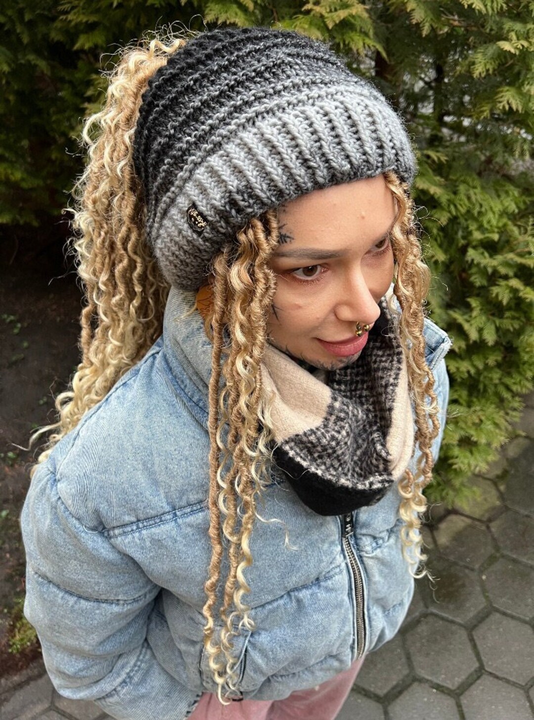 Dreadlocks Band Tube Hat Headband Boho Dreads Turban Beanie Wool Melnge ...