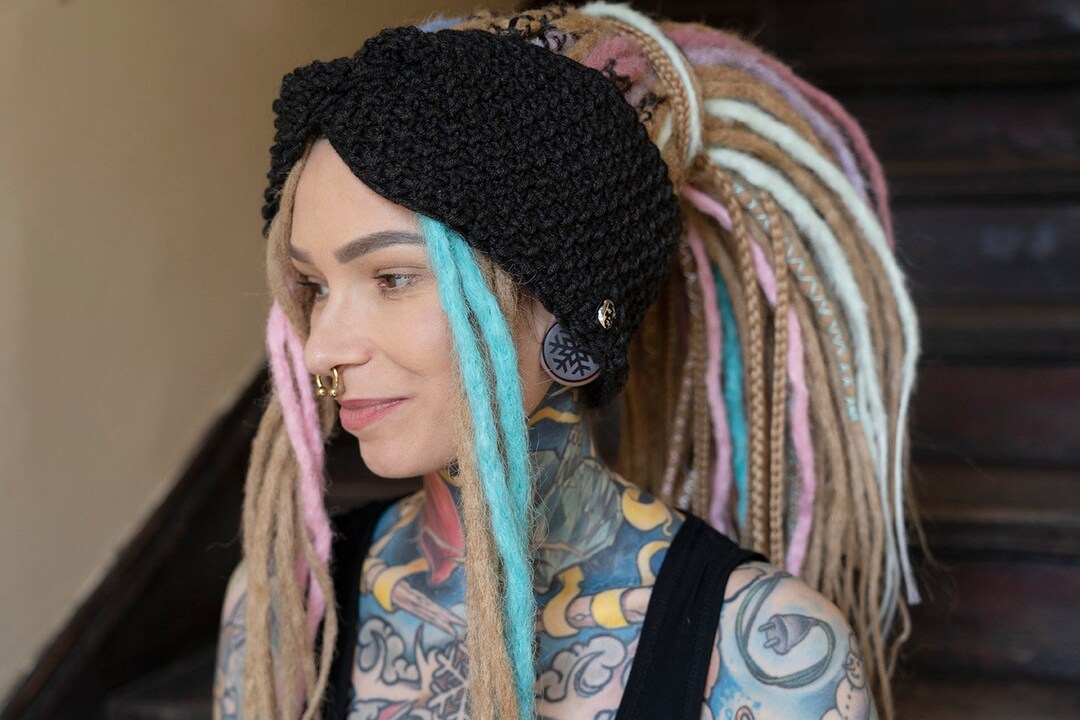 Dreadlocks Dark Grey Band Tube Hat Headband Rasta Dreads Turban Beanie ...