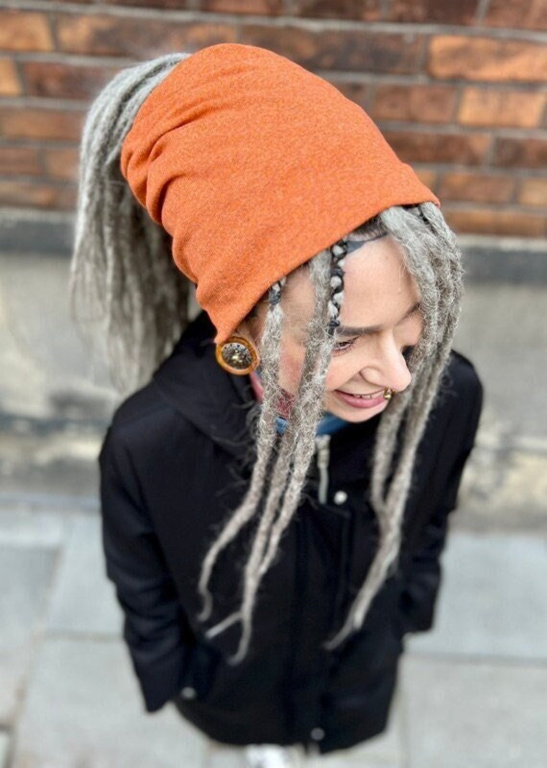 Dreadlocks Tube Hat Headband Braids Dreads Turban Beanie Melange Orange ...
